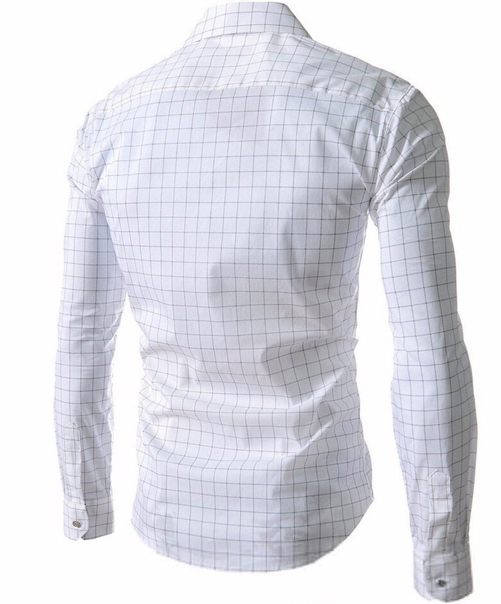 Men's Stylish Checkered Slim Fit Long Sleeve Dress Shirt – RCDCessentials